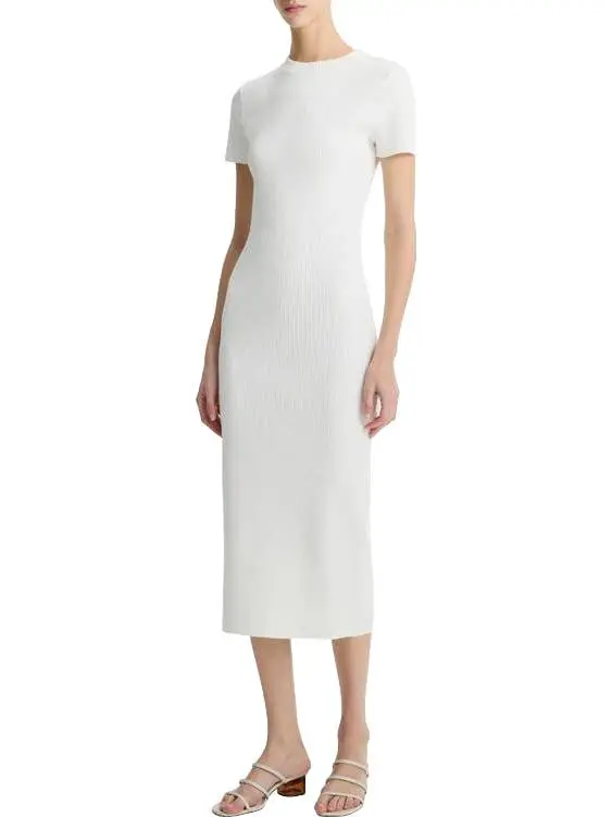 Vince Ribbed Body-con Sweater Dress - Off White