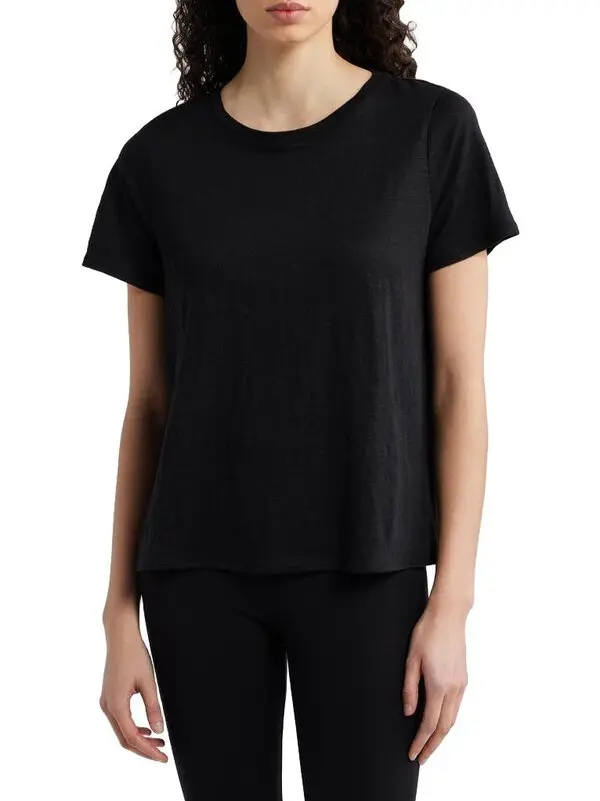 Eileen Fisher Crewneck Organic Linen T-shirt - Black