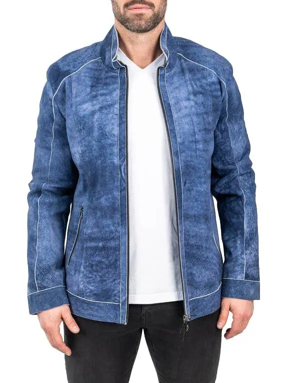 MACEOO Denim Effect Suede Jacket - Blue