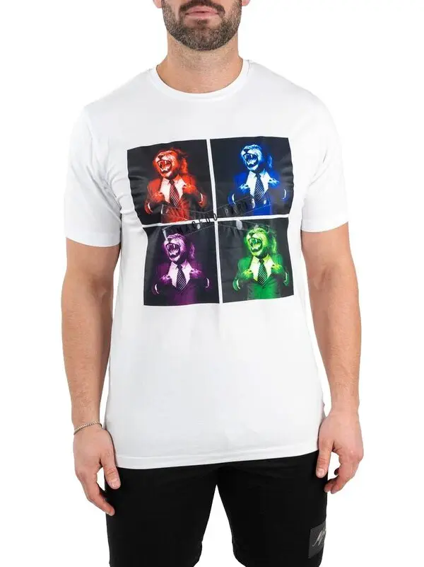 MACEOO Lion Prism Graphic T-shirt - White