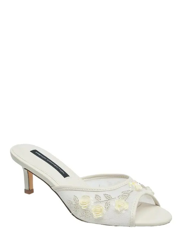 French Connection Ritz Mesh Kitten Heel - White