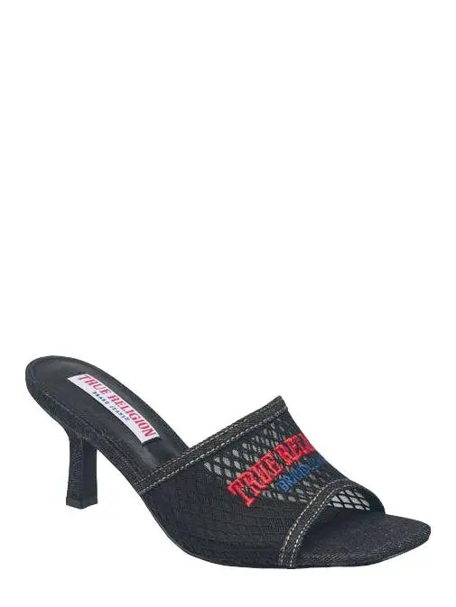 True Religion Denim Mesh Mule Heel - Black