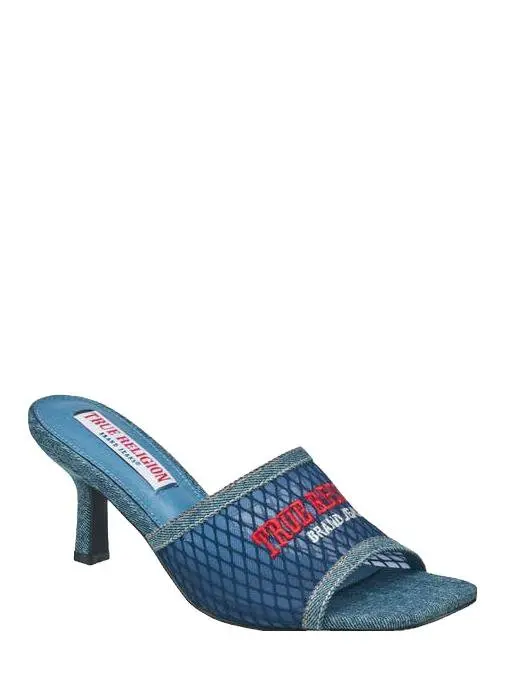True Religion Denim Mesh Mule Heel - Blue