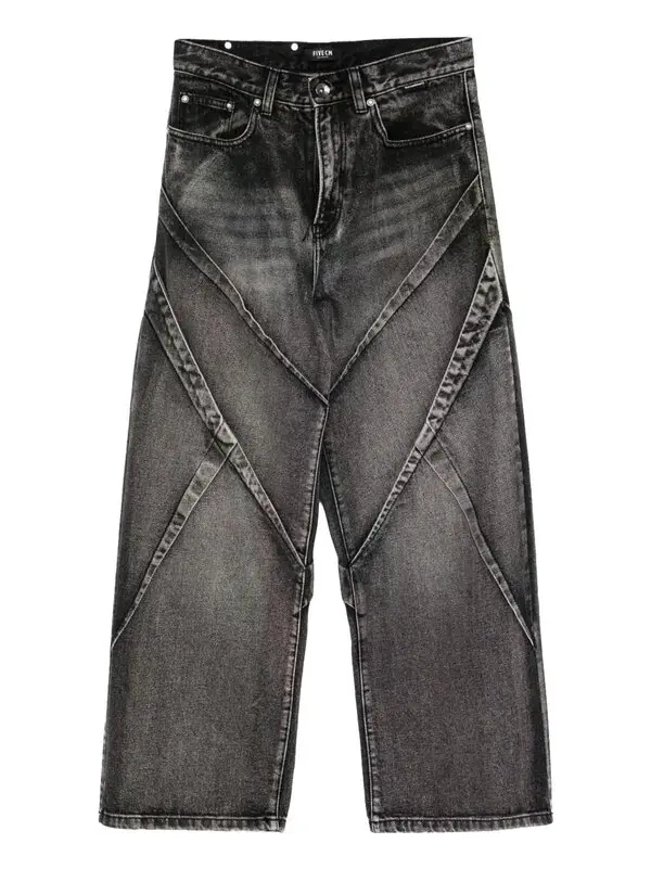 FIVE CM Panelled Tapered Jeans - Black