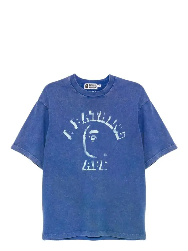 A BATHING APE Garment-dye Spray-print T-shirt - Blue
