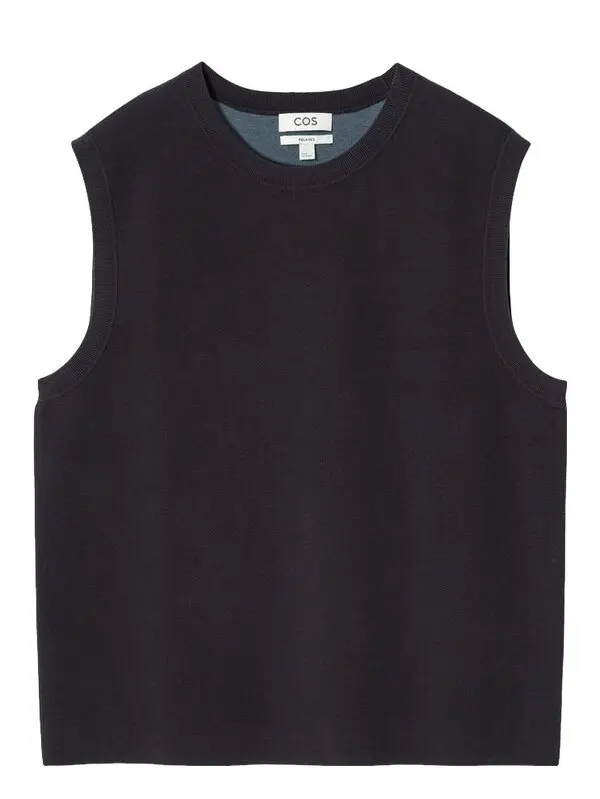 Cos Double-faced Knitted Tank - Navy