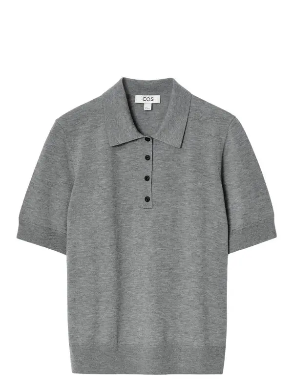 Cos Merino Wool-blend Polo Shirt - Gray