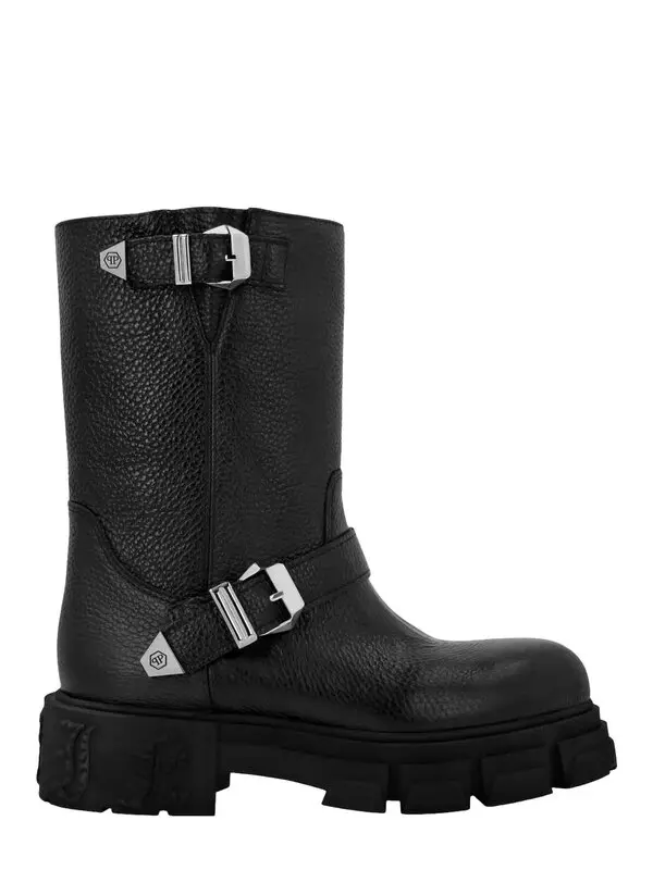 Philipp Plein Leather Boots - Black