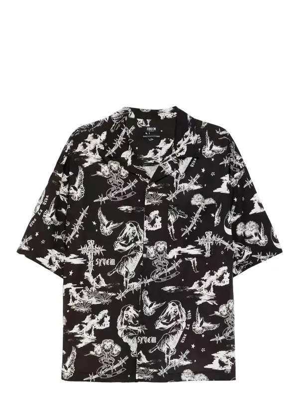FIVE CM Graphic-print Shirt - Black
