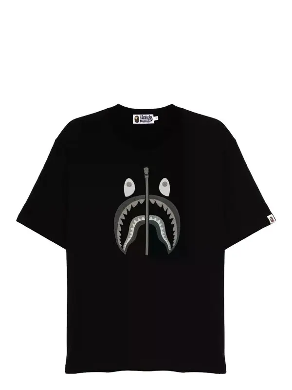A BATHING APE Chain Stitch Shark T-shirt - Black