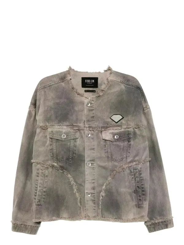 FIVE CM Logo-patch Denim Jacket - Grey