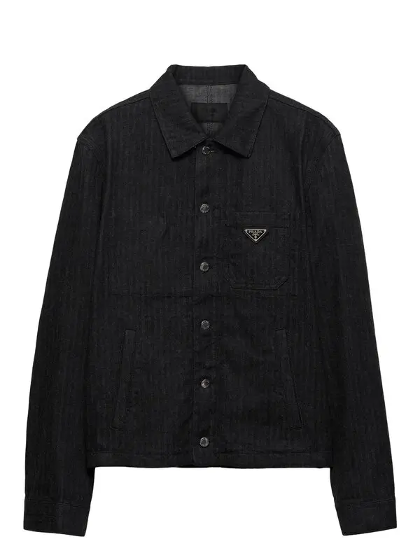 Prada Chevron Denim Blouson Jacket - Black