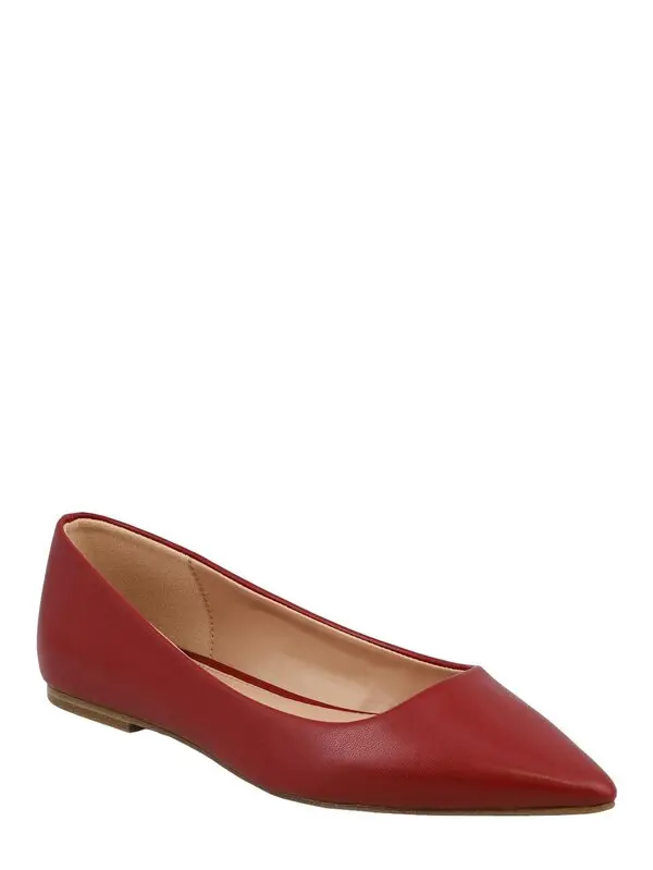 Mia Avi Pointed Toe Flat - Deep Red