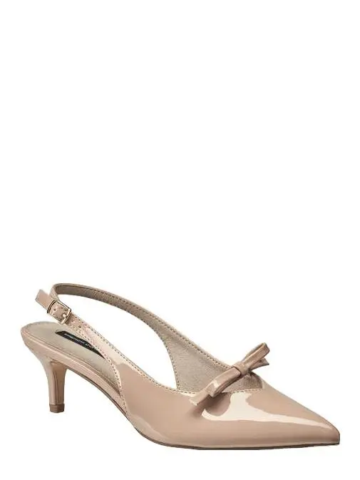 French Connection Quinny Slingback Kitten Heel - Nude Patent