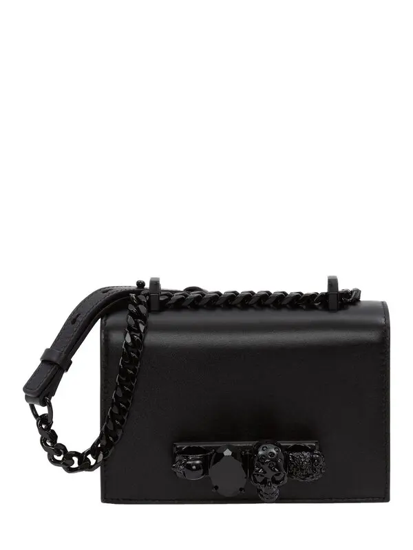 Alexander McQueen Mini Jewelled Leather Crossbody Bag - Black
