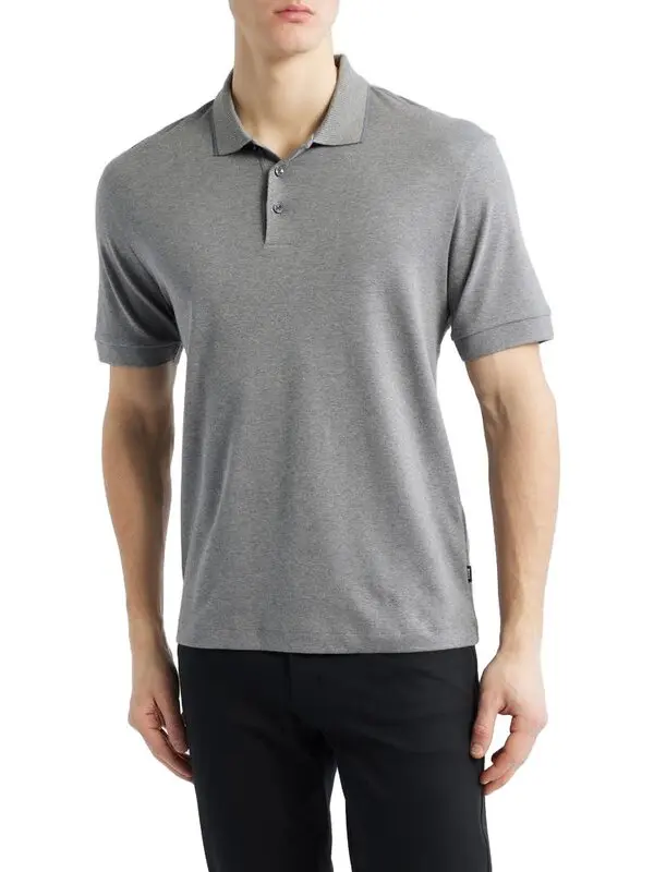 BOSS Phillipson Mercerized Cotton Polo - Medium Grey