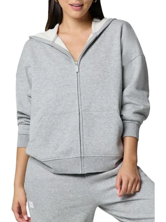 FLORENCE BY MILLS Cozy Crush Forever Embroidered Oversize Graphic Zip Hoodie - Heather Grey Cherry