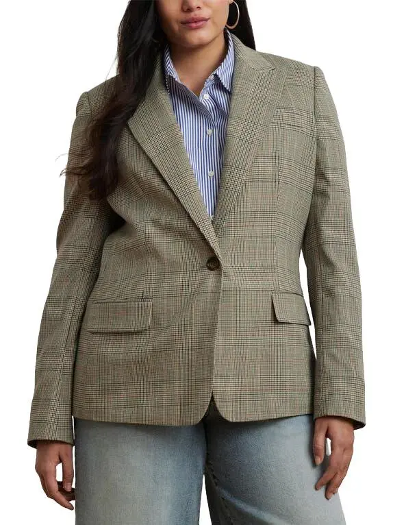 Ralph Lauren Glen Plaid Cotton-blend Twill Blazer - Navy/ Tan Multi