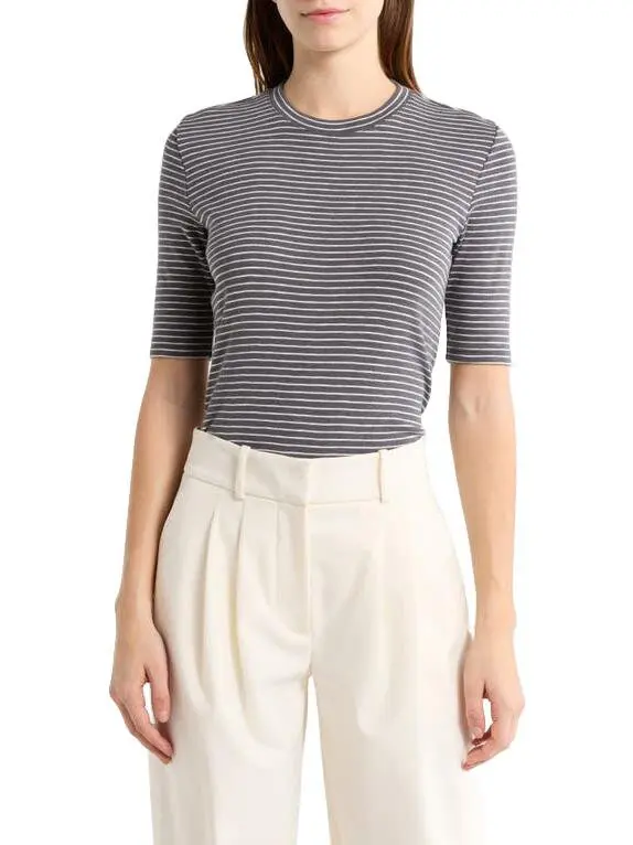 Vince Stripe Elbow Sleeve Top - Oceana Combo