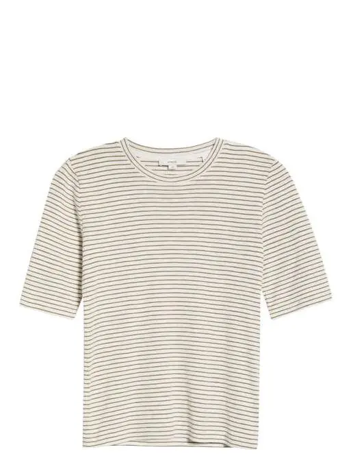 Vince Stripe Elbow Sleeve Top - Tapenade Combo