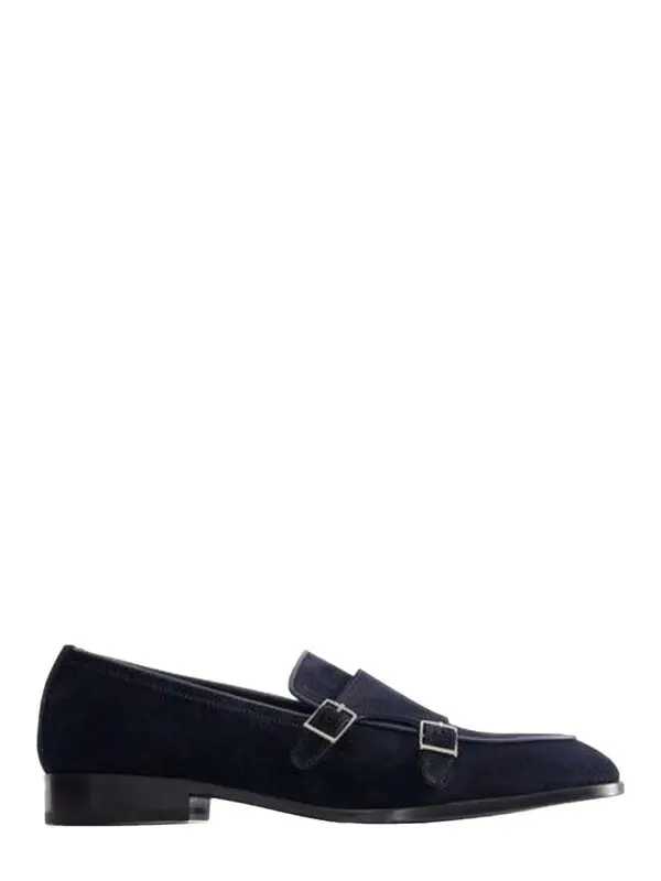ANTHONY VEER Beaumont Double Monk - Midnight Coast Blue Suede