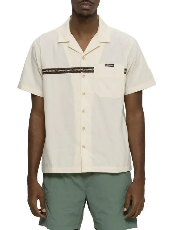 MAUI & SONS Elements Jacquard Tape Cotton Camp Shirt - Cream