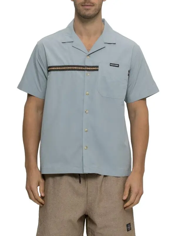 MAUI & SONS Elements Jacquard Tape Cotton Camp Shirt - Sage