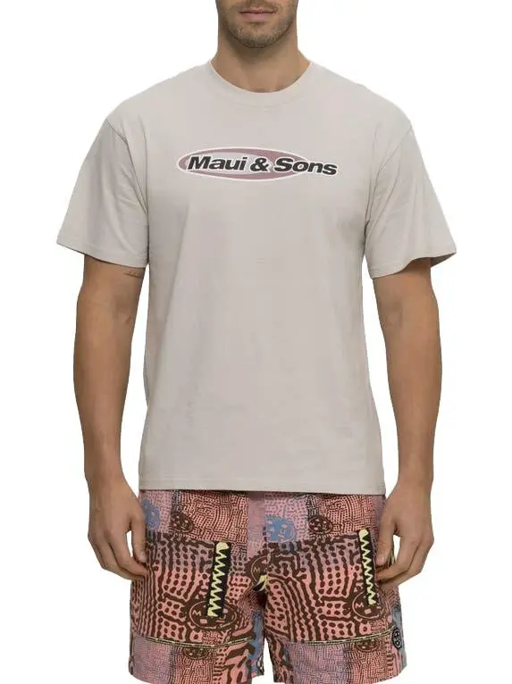 MAUI & SONS Flying Disc Cotton Graphic T-shirt - Cement