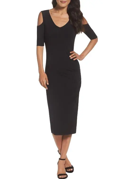 Felicity & Coco Cold Shoulder Midi Dress - Black