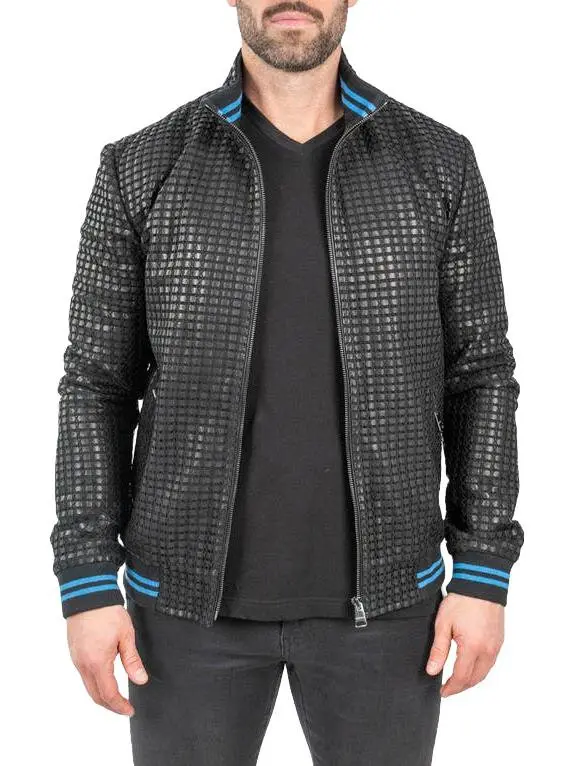 MACEOO Geometric Leather Jacket - Black