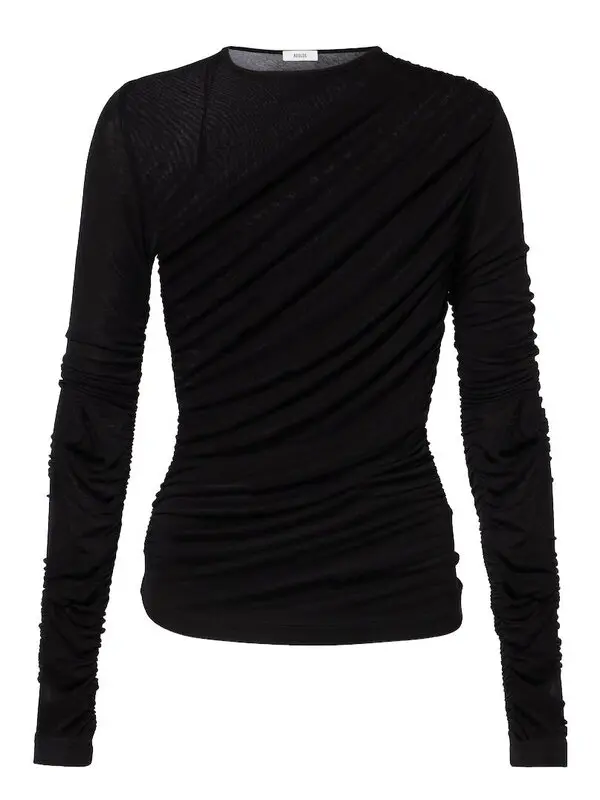 AGOLDE Tania Ruched Jersey Top Charcoal Heather - Black