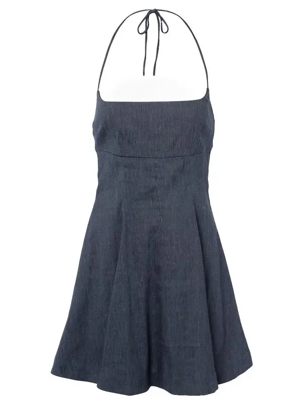 Staud Leone Linen-blend Denim Minidress - Blue