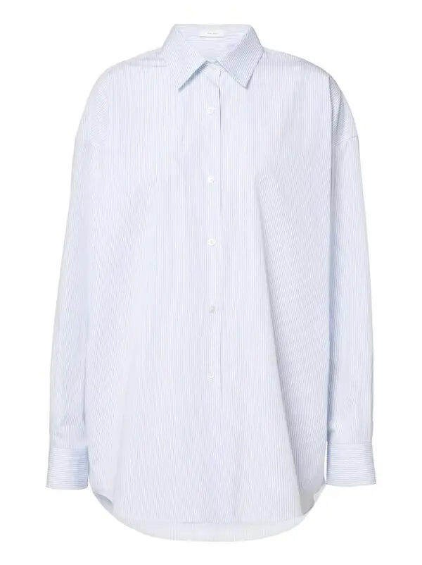 THE ROW Caster Striped Cotton Poplin Shirt - White