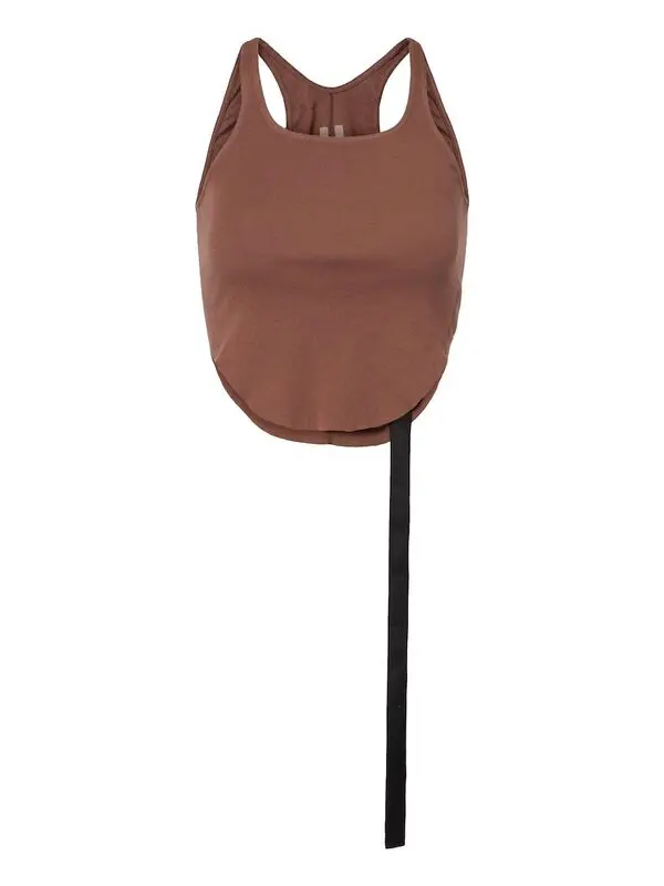 Rick Owens Cropped Cotton Jersey Tank Top - Brown