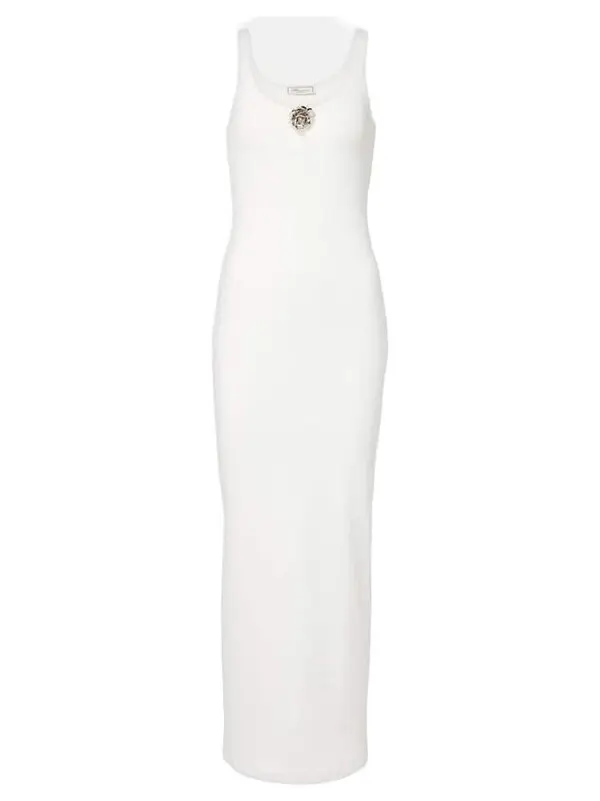 Blumarine Ribbed-knit Maxi Dress - White