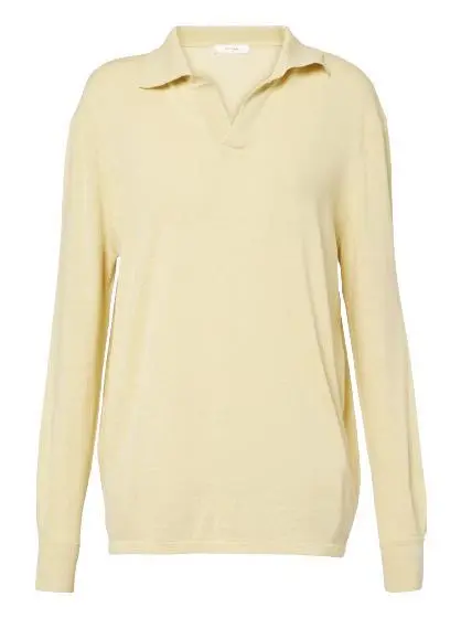 THE ROW Jovani Silk Polo Sweater - Yellow