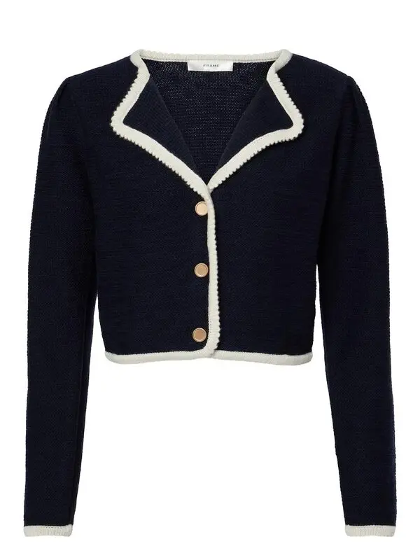 FRAME Corded Cardigan Knitted Top - Blue