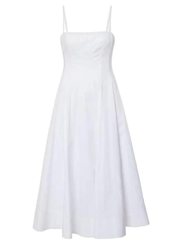 Staud Wylie Corset Cotton Midi Dress - White