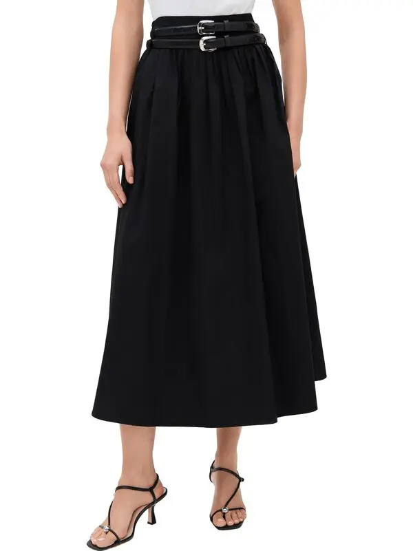 Pixie Market Thea Belted Midi Skirt - Black