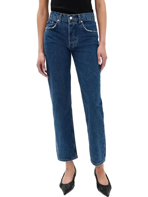 ANINE BING Kate Straight Leg Jeans - Washed Blue