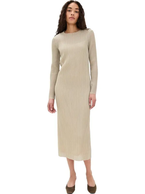 Vince Crew Neck Ribbed Dress - Dk Jade Water Combo