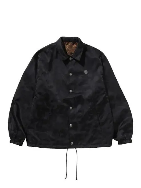BAPE Solid Camo Jacquard Nylon Reversible Coach Jacket - Black