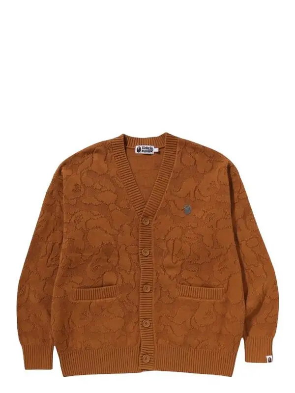 A BATHING APE Solid Camo Jacquard One Point Cardigan - Beige