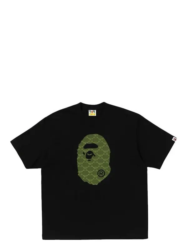 A BATHING APE College Monogram Ape Head Relaxed Fit Tee Shirt - Black