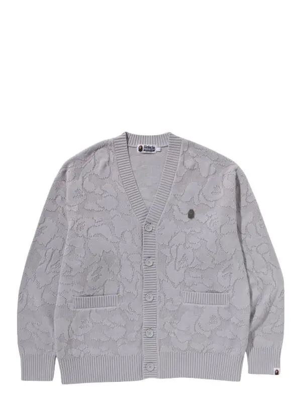 A BATHING APE Solid Camo Jacquard Cardigan - Grey