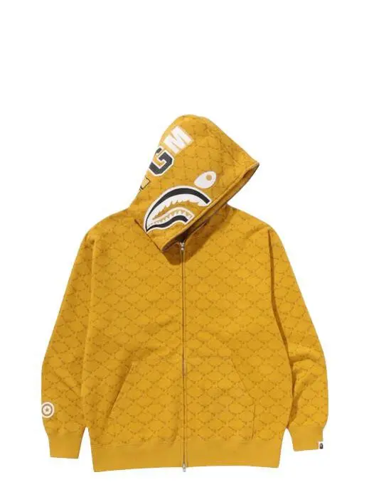 BAPE College Monogram Relaxed Fit Shark Full Zip Hoodie - Yellow