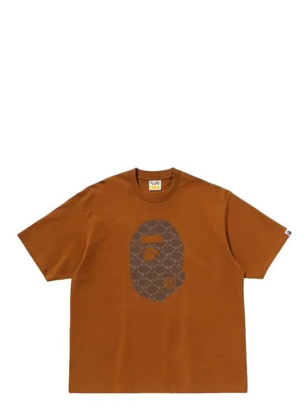 A BATHING APE College Monogram Ape Head Relaxed Fit Tee Shirt - Beige