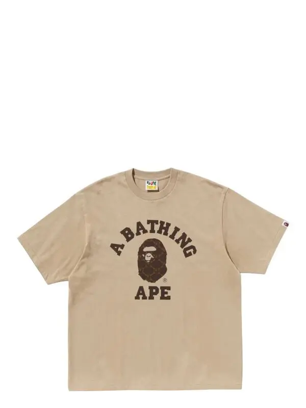 A BATHING APE College Monogram College Relaxed Fit Tee Shirt - Beige
