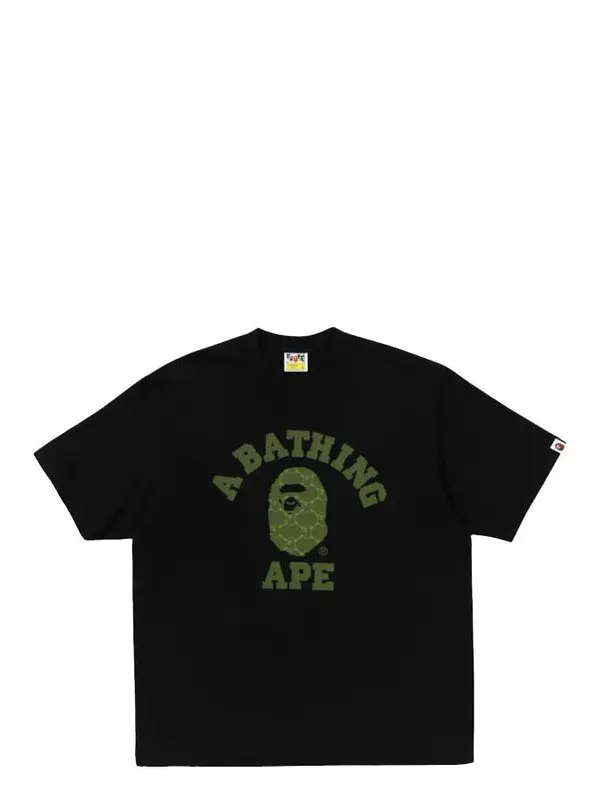 A BATHING APE College Monogram College Relaxed Fit Tee Shirt - Black