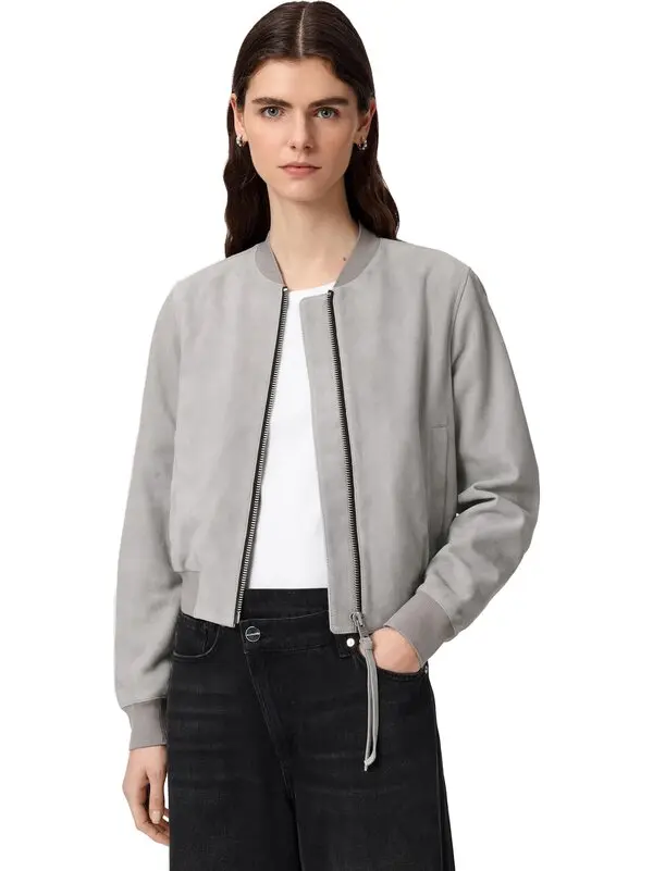 ALLSAINTS Orten Suede Bomber Jacket - Grey